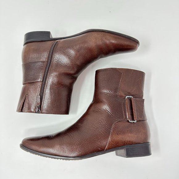 Talbots | Shoes | Talbots Brown Buckle Accent Plaid Lined Zip Up Square ...